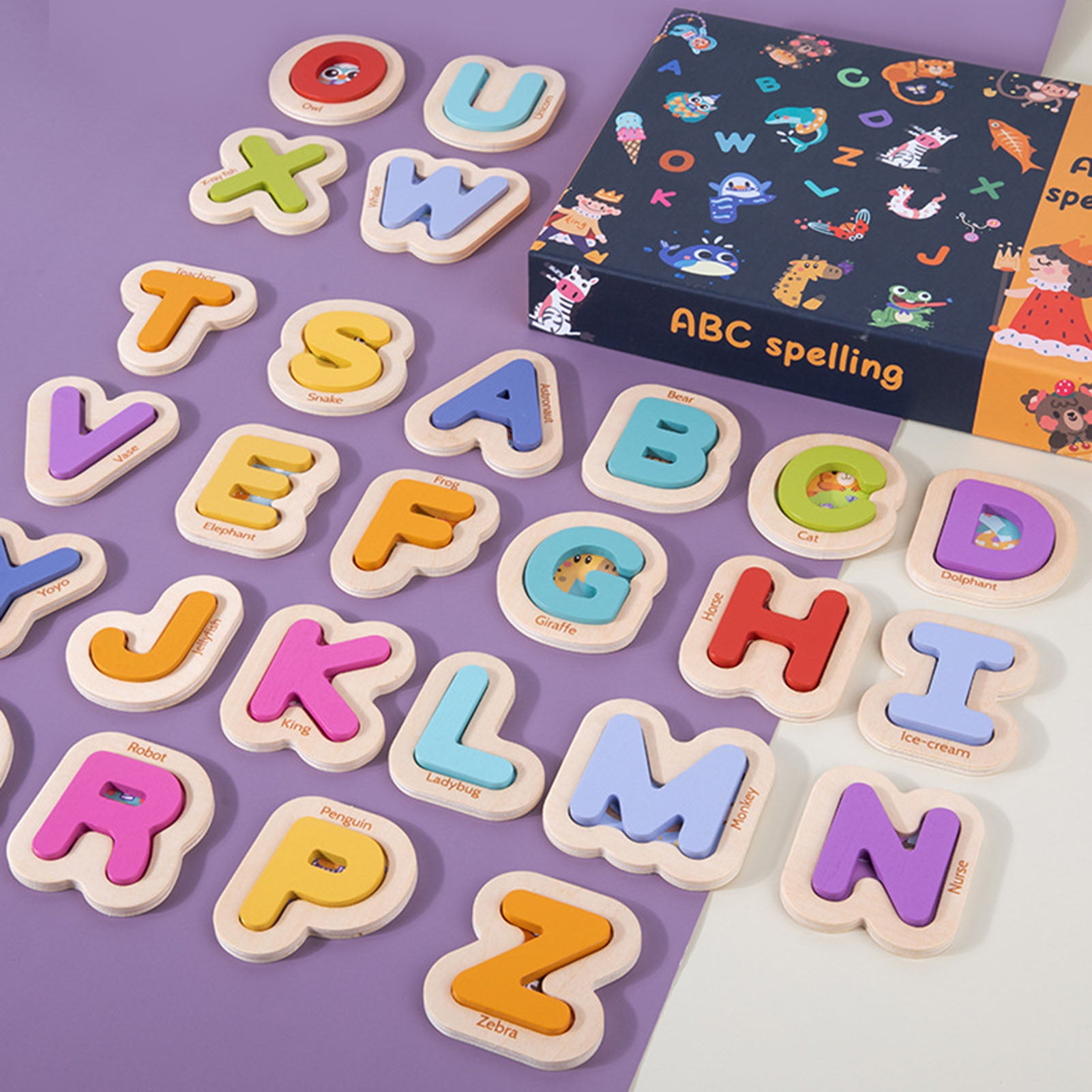 Happy Date 52Pcs Alphabet Puzzle, ABC Letter Puzzles for Toddlers 1 2 3 ...