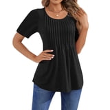 Fantaslook Womens Floral Pleated Tunic Tops, Short Sleeve Blouses ...