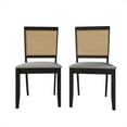 CASTLE PLACE Wooden Dining Chairs Set of 2 Black with Cane Backrest and ...