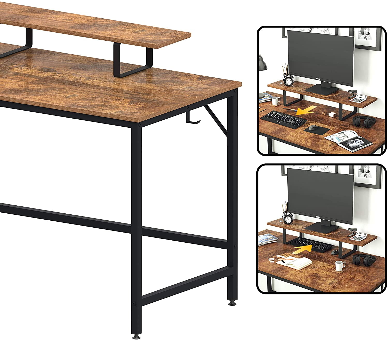 Buy JOISCOPE Computer Desk with Monitor Stand, Gaming Desk with Dual ...