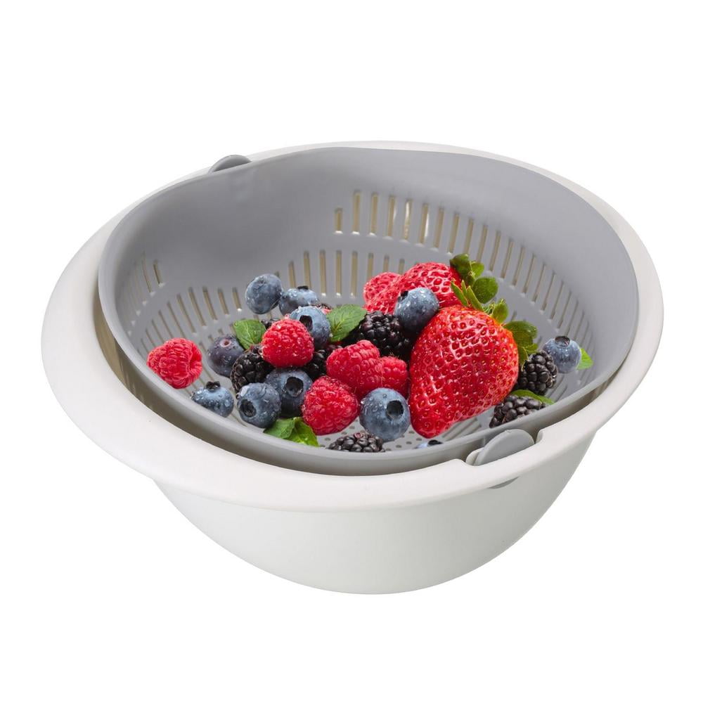 Tohuu Fruit Washing Basket Dual-Layer Colander Strainer Bowl Sturdy ...