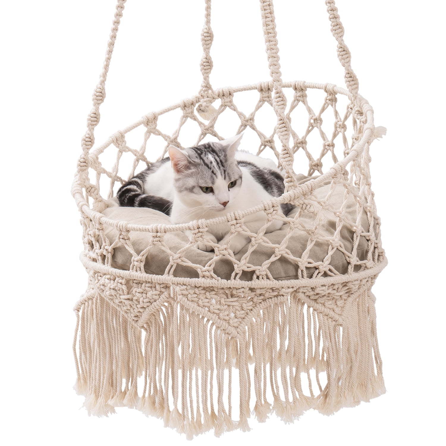 Vivifying Macrame Cat Hammock, Hanging Cat Bed Hammock Cat Swing for ...