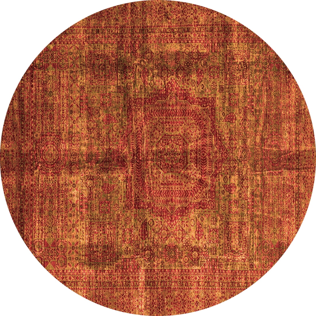 Ahgly Company Indoor Round Oriental Orange Modern Area Rugs, 8' Round ...