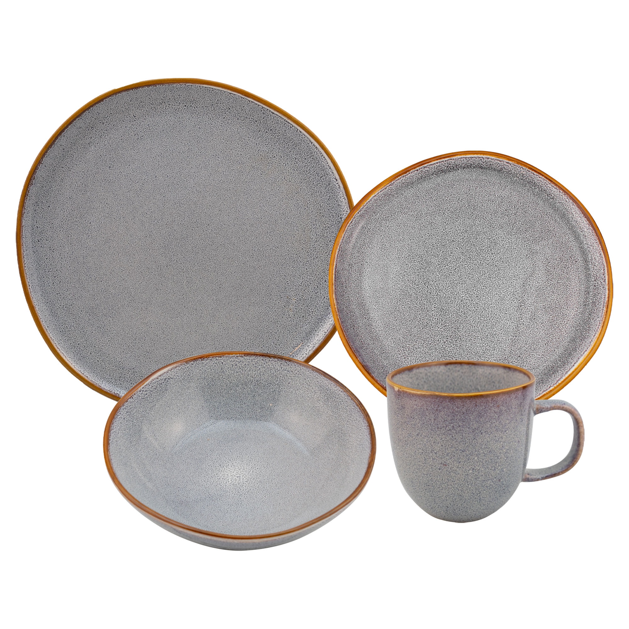 Set Vajilla Moderna De Cerámica Texturizada con Borde Dorado, Vajilla ...