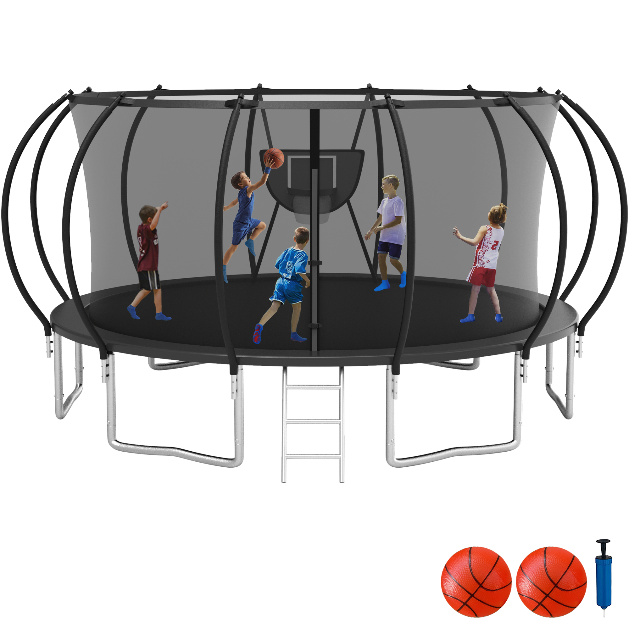 KOFUN Trampoline 16FT, Heavy Duty Backyard Trampoline with Basketball ...