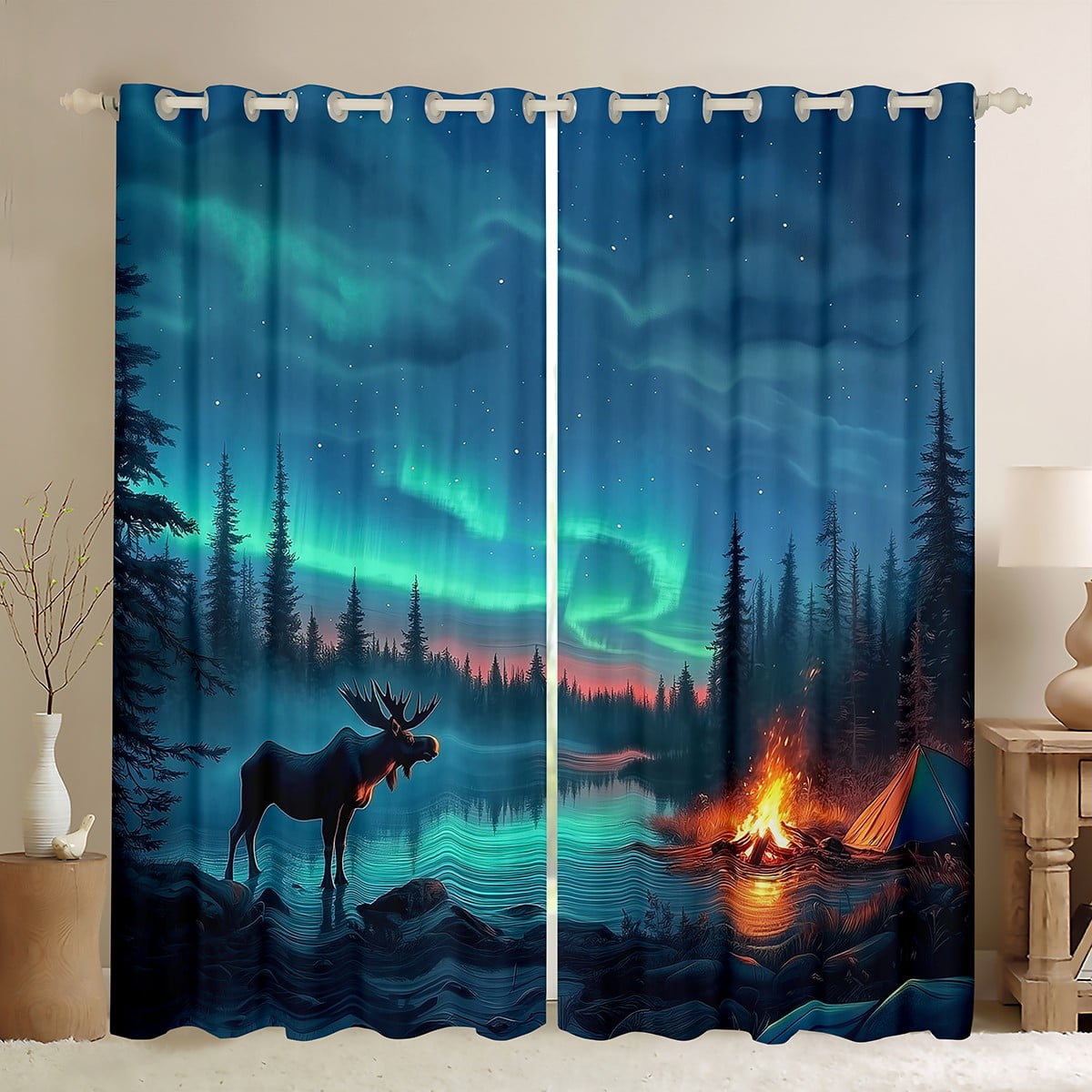 Click here for Erosebridal Aurora Moose Curtains For Bedroom rust... prices