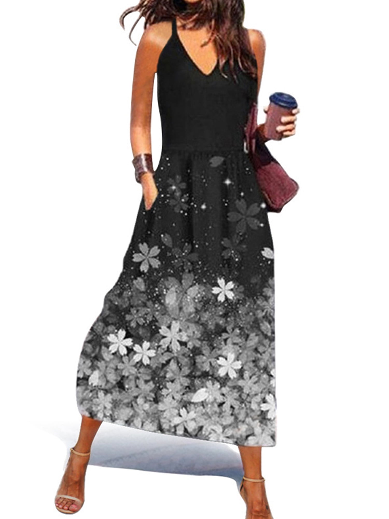 Lumento Beach Maxi Dress For Women Casual Summer Long Sundress Boho