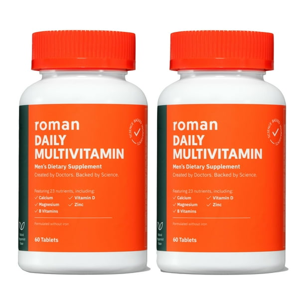 Multivitamínico ROMAN Daily para hombres, suministro de 60 días (120 ...