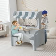Costway 2-in-1 Kids Play Kitchen & Restaurant - Double-Sided Wooden Set ...