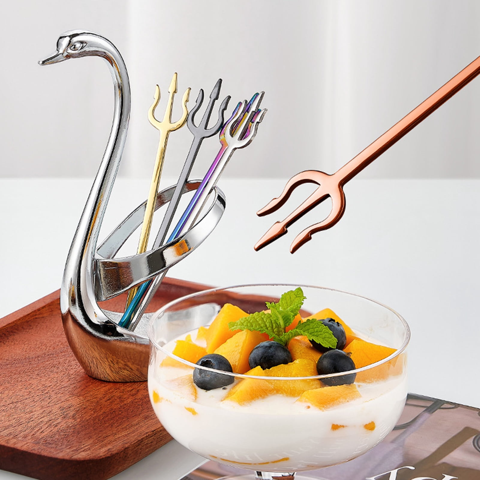UDIYO 5Pcs Fruit Fork Anti-rust Reused Easy to Clean Good-looking ...