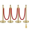 VEVOR Gold Stanchion Posts 4pcs, 38 inch Red Velvet Rope, Stainless Steel Crowd Control Barriers ...