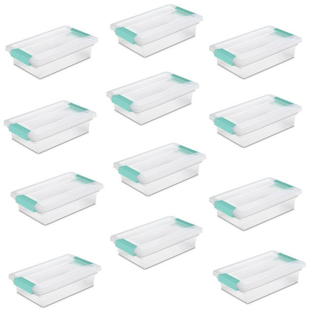 Sterilite Small Clip Box Clear Storage Tote Container w/ Lid, 12 Pack ...