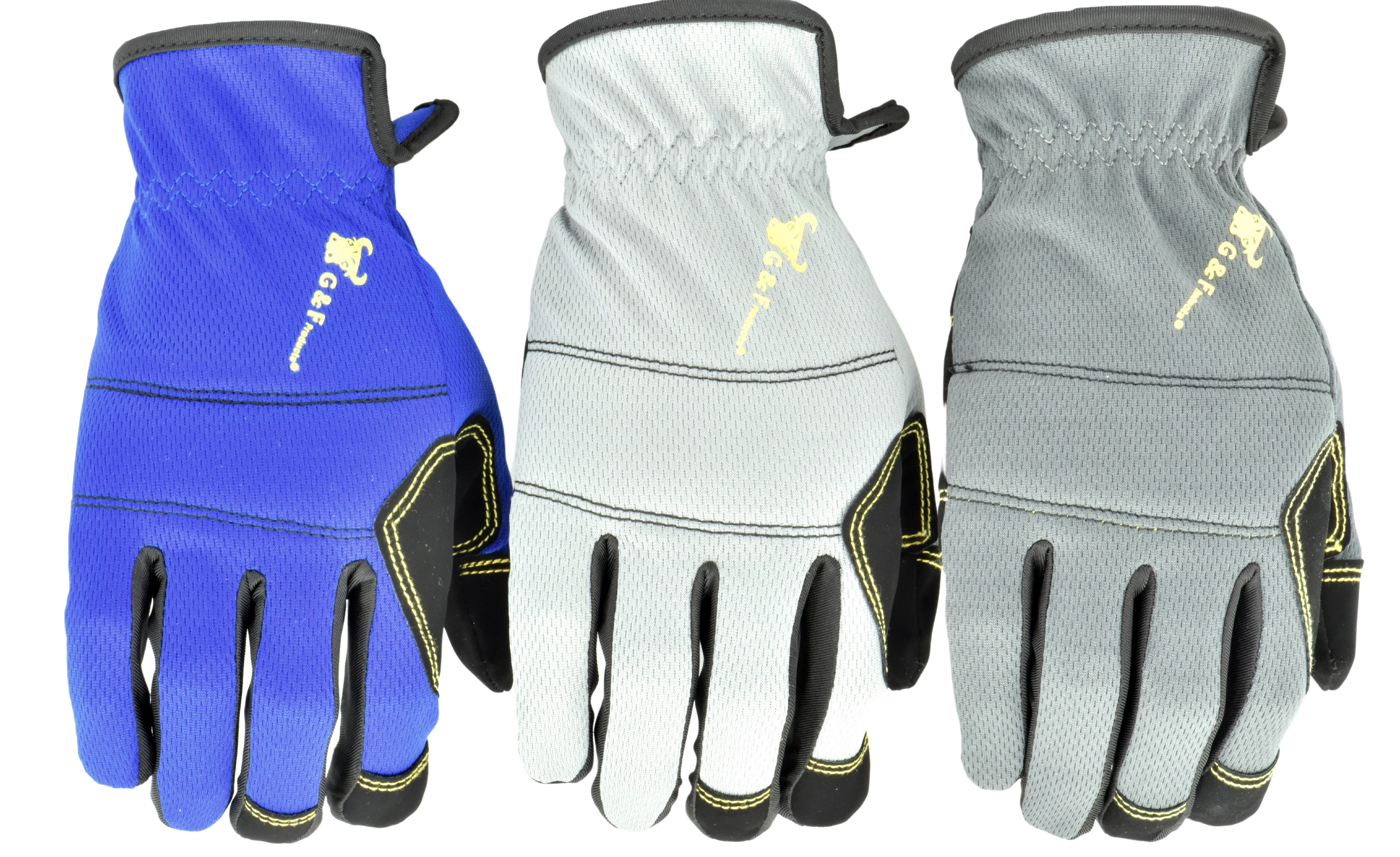 G & F Products Work Gloves High Performance Gloves Assorted Colors, 3 ...