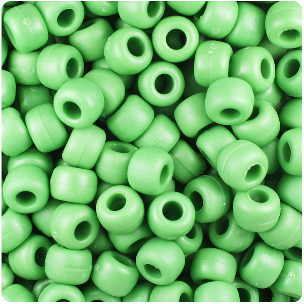 BeadTin Pea Green Matte 9mm Barrel Pony Beads (500pc) - Walmart.com