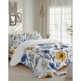 4 Piece Duvet Cover Set Twin, Spring Yellow Blue Flower on White Soft ...
