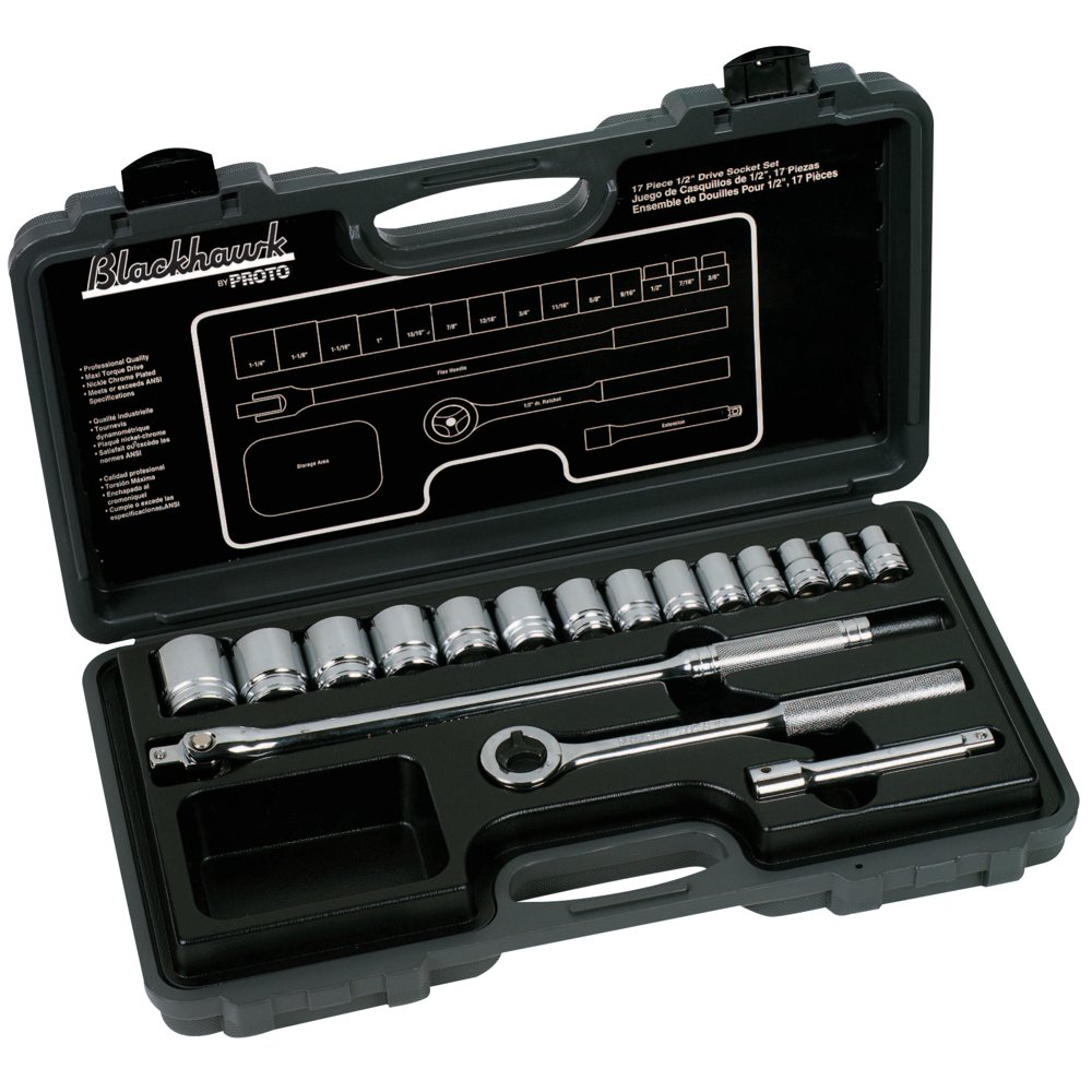 Blackhawk 17 Piece Standard Socket Set, 1/2 in, 6 Point/12 Point ...