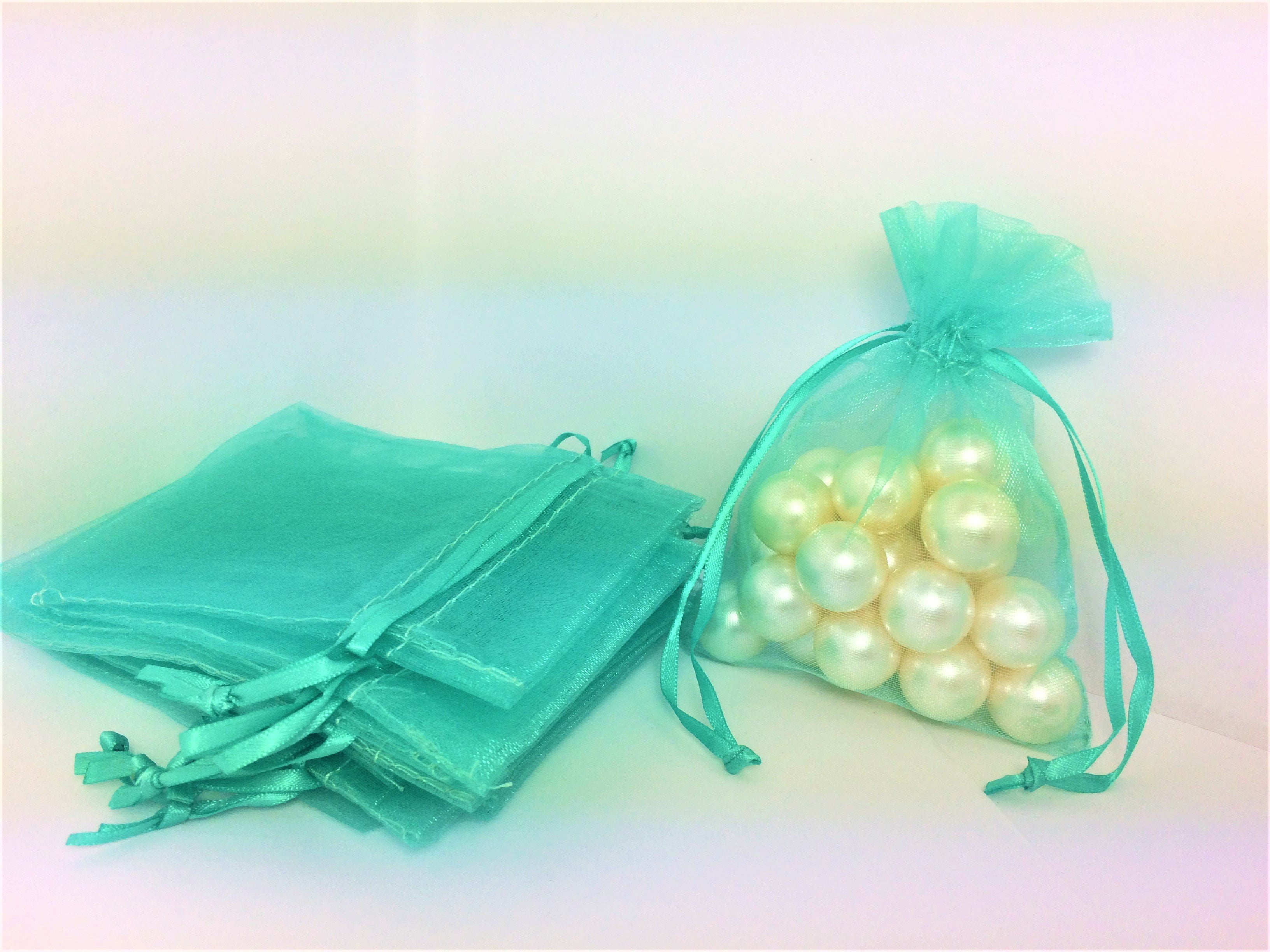 3" x 4" Tiffany Blue Drawstring Sheer Organza Bags (24 Pieces ...