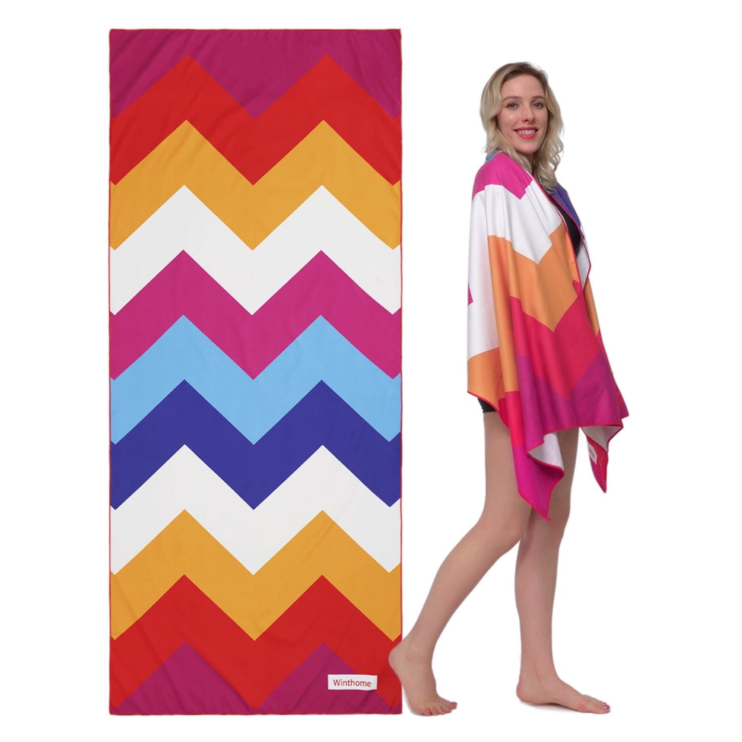 Winthome Microfiber Beach Towel, Sand Free, Quick Dry, 72x32 inch, for ...