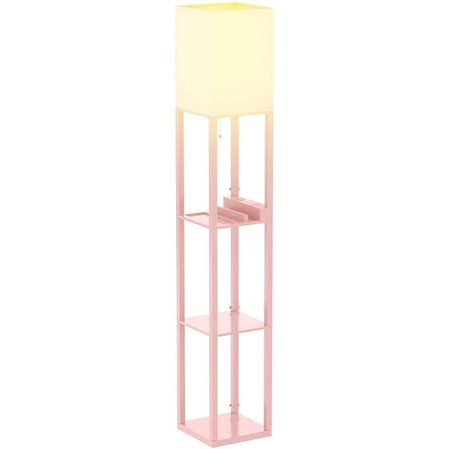 PAZZO Floor Lamp with Shelves, Shelf Floor Lamps by Real Solid Wood ...