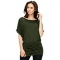 Made by Johnny Women's Boat Neck Short Sleeve Dolman Drape Top XXL OLIVE - Walmart.com