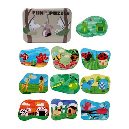 Wood Blocks Matching Jigsaw Puzzle Playset Matching Game Educational ...