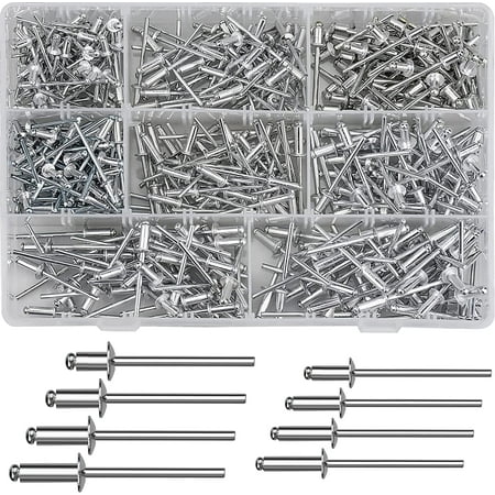SHARKDOOK Blind Rivets,420 Pcs M3.2 M4 Aluminum Blind Rivets Assortment ...