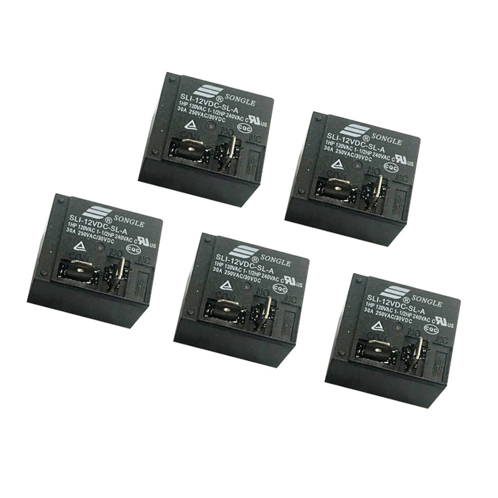 5 Pieces DC 12V 30A Power Relays Normally Open SLI 12VDC SL A Black ...