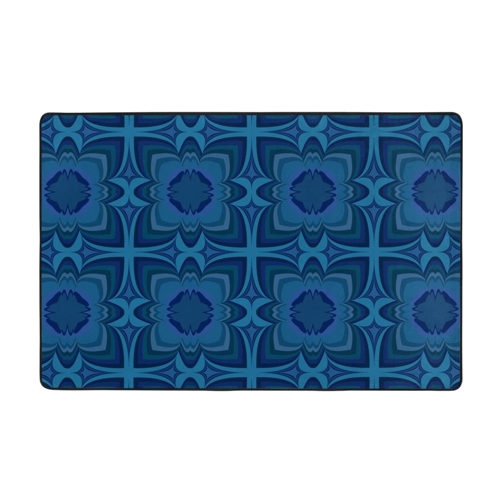 Bathroom Rug Non-Slip Mat, Super Soft Absorbent Bath Mat - Blue Floral ...