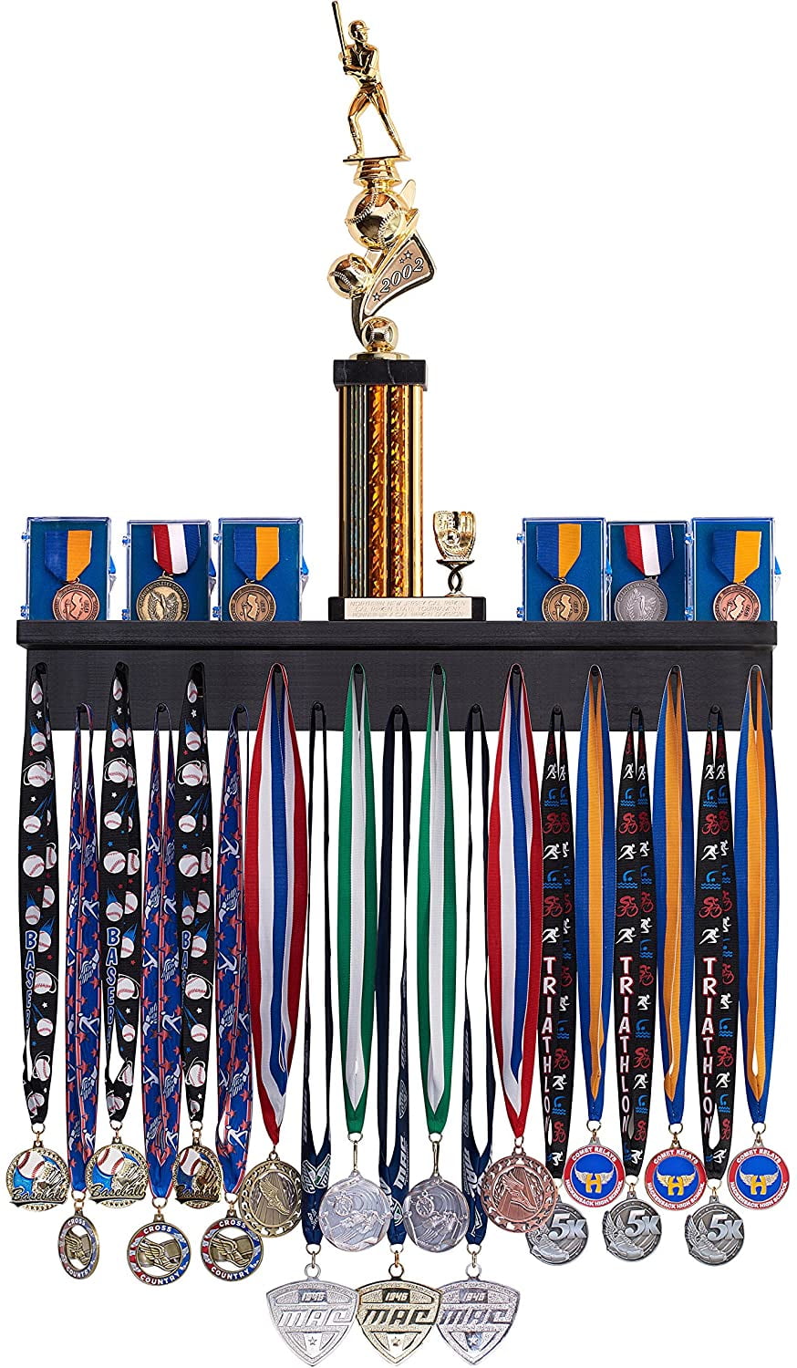 Medal Awards Rack Trophy Shelf and Award Display Rack (24" Black) Medal ...