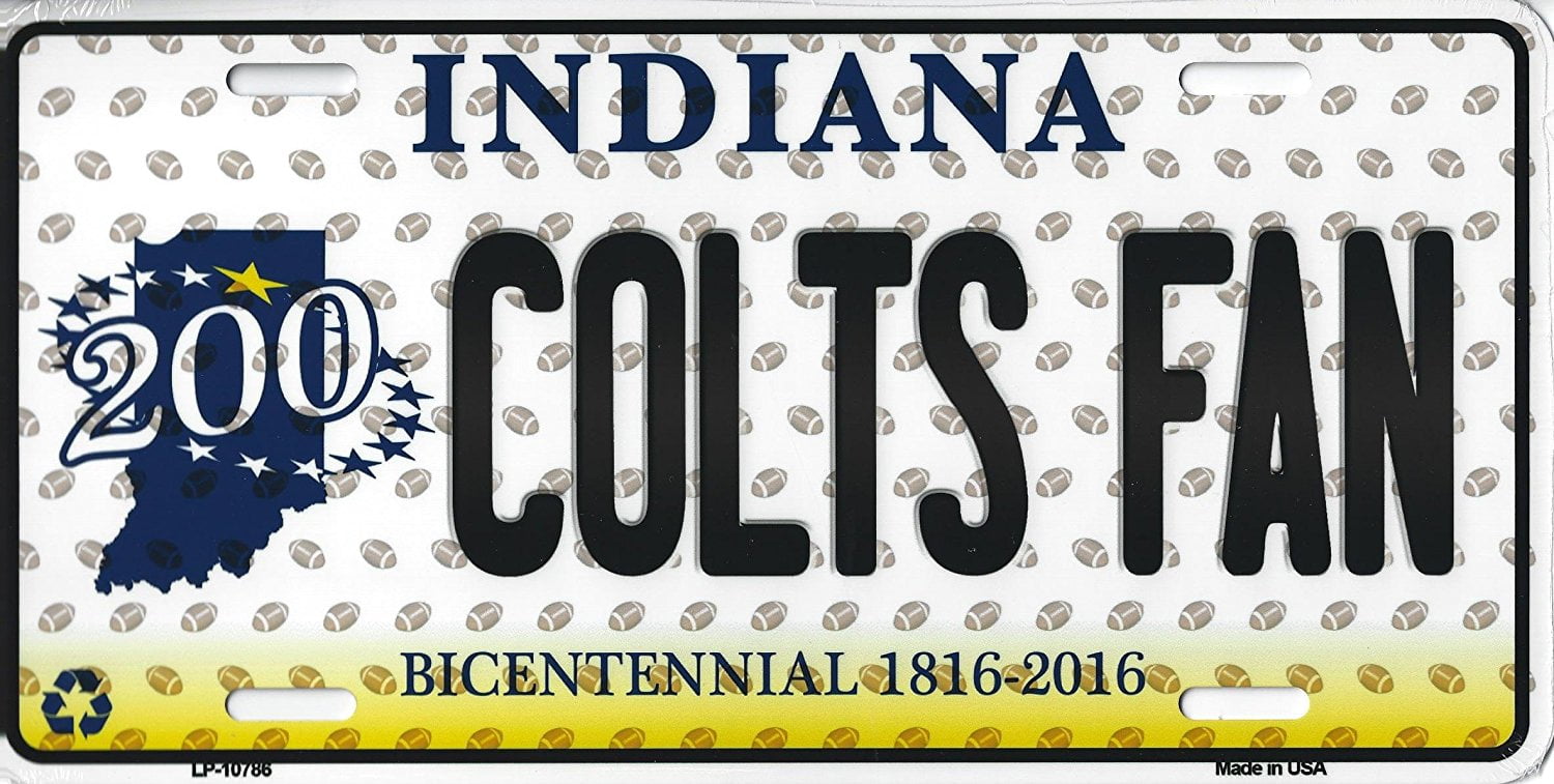 Colts Indiana State Background Novelty Metal License Plate Tag (Colts ...