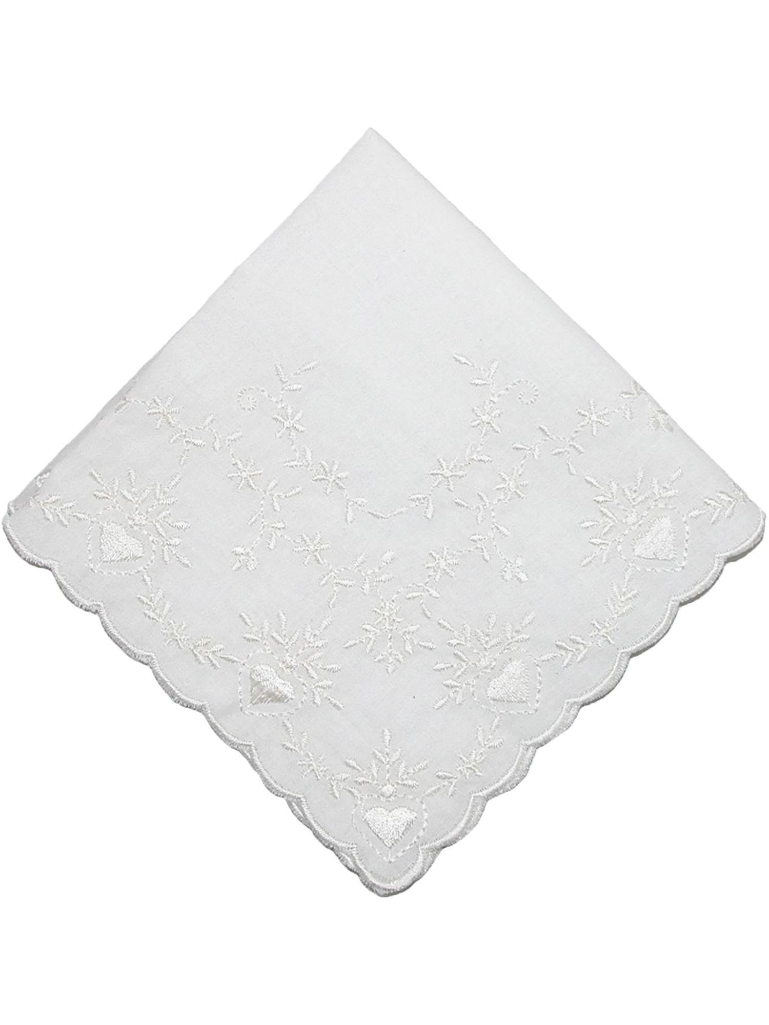 CTM Soft Cotton Bridal Heart Embroidered Handkerchief (Women) - Walmart.com