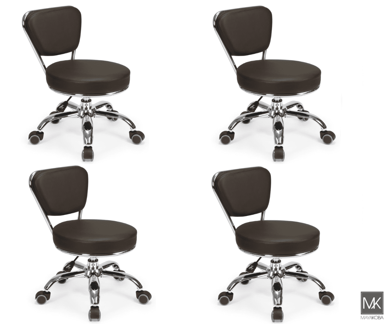 Set of 4 Dayton Pedicure Stool (Coffee) Pneumatic, Adjustable Height ...