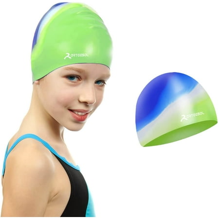 XICEN Swim Cap Kids - Silicone Swim Cap for Kids Waterproof Kids Swim ...