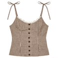 Casual Top for Women Fashion Lace Checked Floral Neck Dress Womens ...