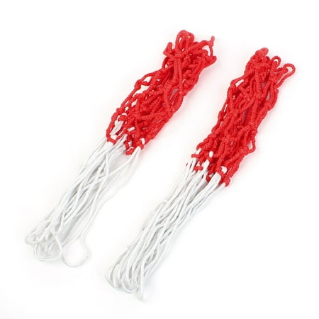 2 Pieces Red White 12 Loops Braided String Knotted Basketball Net 16 ...