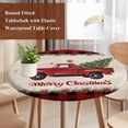 Christmas Truck Round Tablecloth, Fitted Table Cover with Elastic for ...