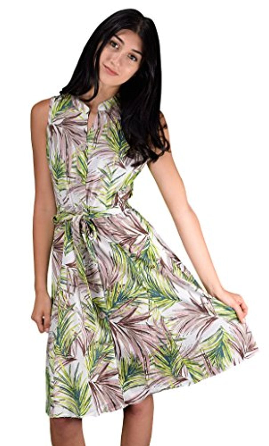 Peach Couture Women's Button up Work Dress Shift Dress Fabric Belt 100% ...