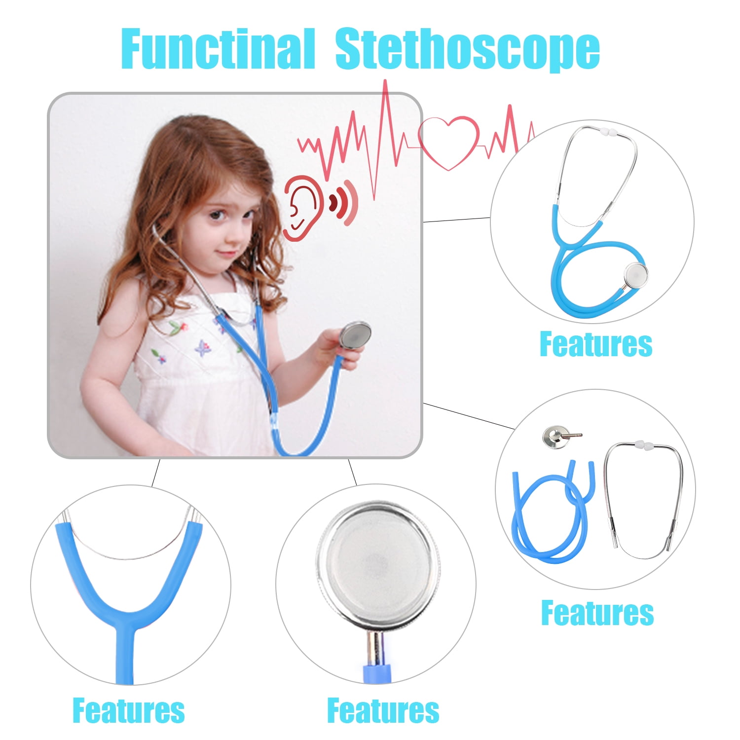 Buy Vanplay Kids Doctor Sets Wooden Dentist Tool Kit with Stethoscope ...