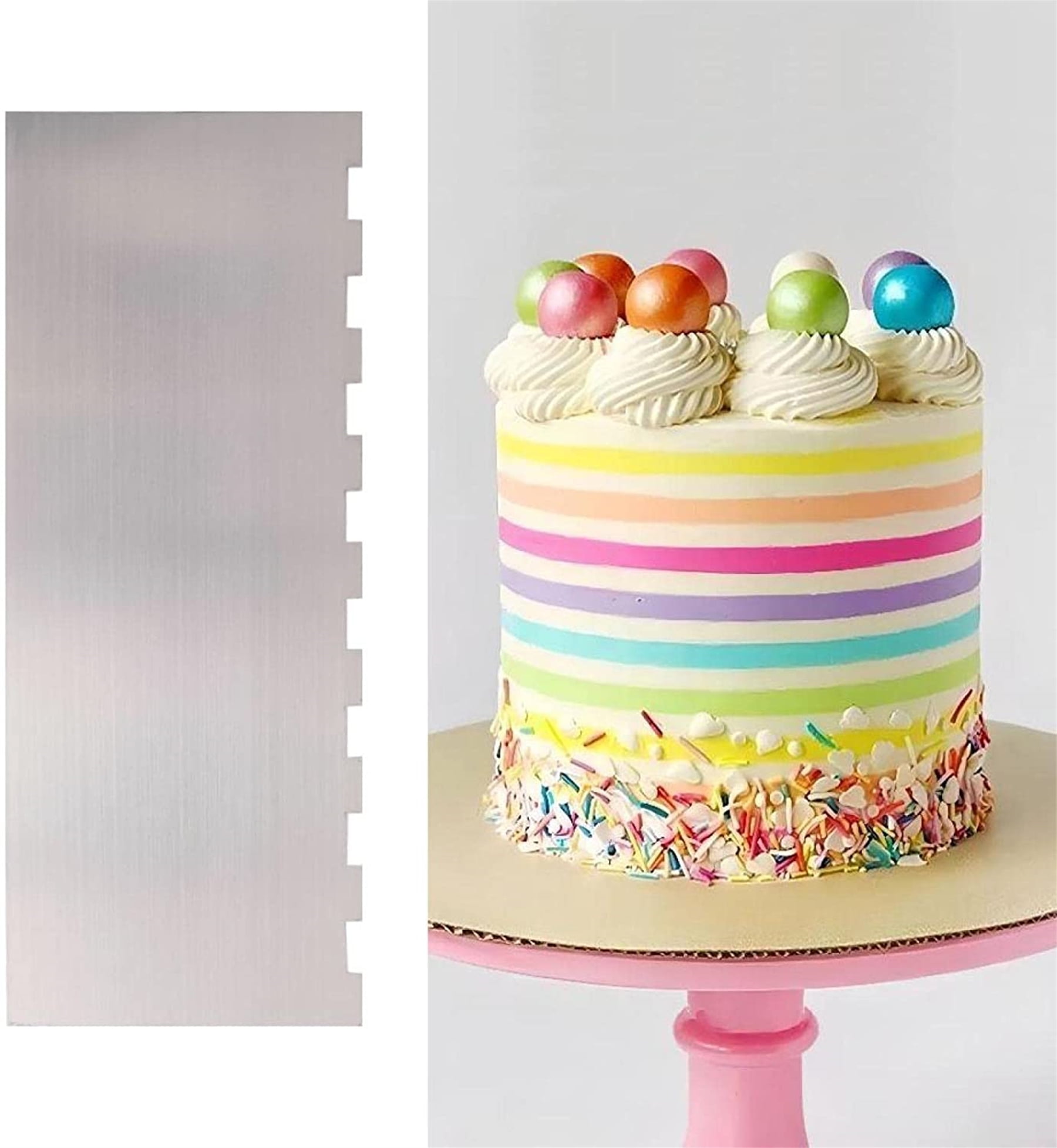Metal Glossy Scraper Cake Stainless Steel Frosting Glossy Comb Medium ...
