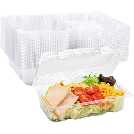 50 Pack Clear Plastic Hinged Food Containers, Disposable Loaf ...