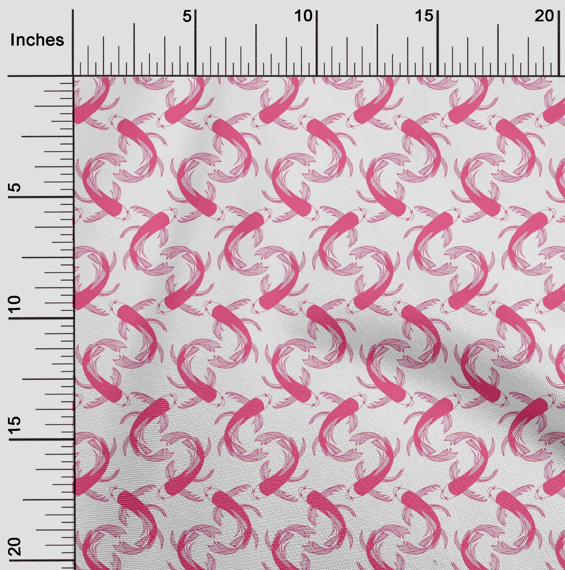 oneOone Cotton Flex Pink Fabric Koi Fish Ocean Dress Material Fabric ...