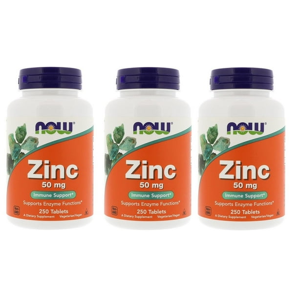 Now Foods Zinc Gluconate 50mg Tablets, 250 Count, 3 Packs - Walmart.com