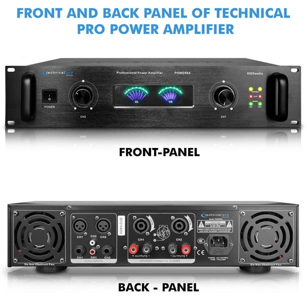 Technical Pro 6500 Watts 2U Professional 2 Channel Power Amplifier with ...