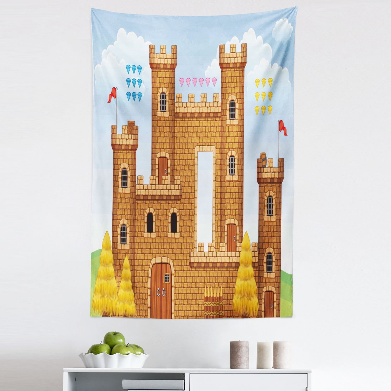 Video Game Tapestry, Video Game Background with Castle Leisure Hobby ...