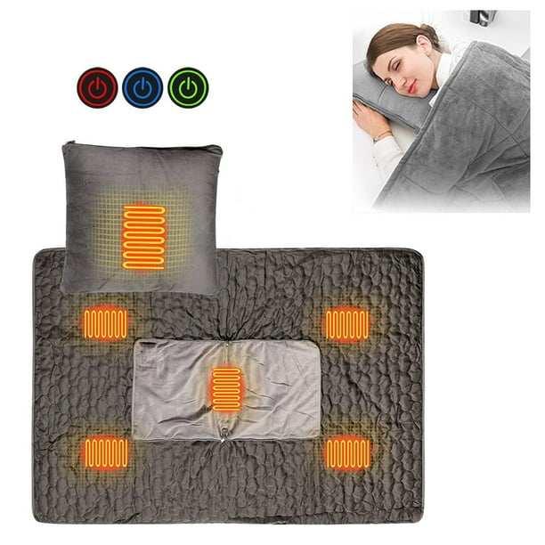 Manta térmica, edredón con almohada calefactora inteligente USB, manta ...
