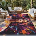 Black Woman Outdoor Rug, Colorful Abstract African American Non-Slip ...