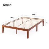 Crown Comfort 16 Inch Classic Solid Wood Platform Bed Frame in Multiple ...