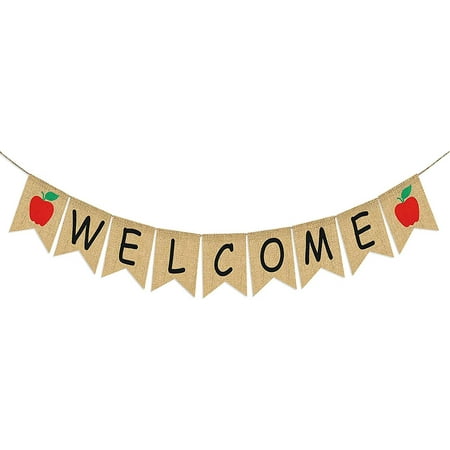 Welcome Banner Burlap - First Day Of School Banner - Teacher Banner ...