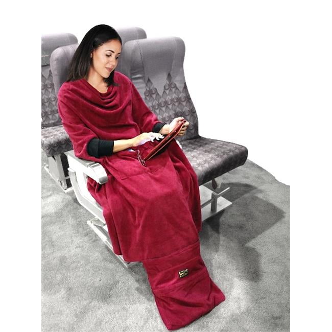 Smart Blanket AWB-003-S-M Luxury Wearable Travel Blanket, Burgundy ...