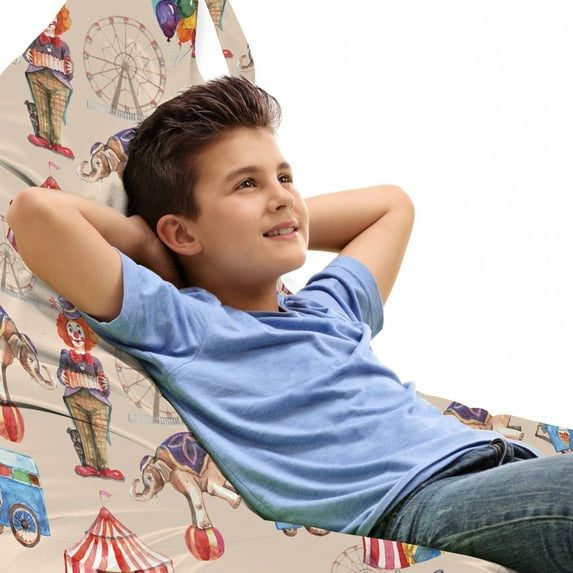 Ferris Wheel Lounger Chair Bag, Watercolor Art of Circus Tent Clown and ...